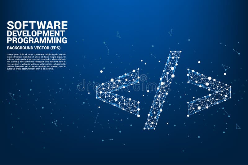 Vector Polygon Software Development Programming Tag Icon with Dot Connect Line. Stock Vector ...