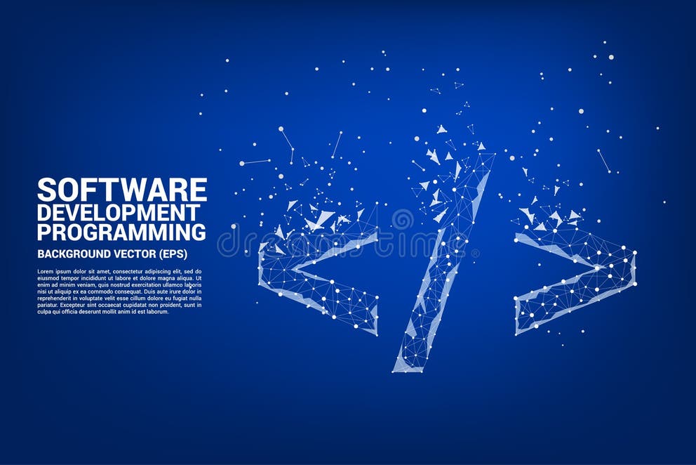 Vector Polygon Software Development Programming Tag Icon with Dot Connect Line. Stock Vector ...