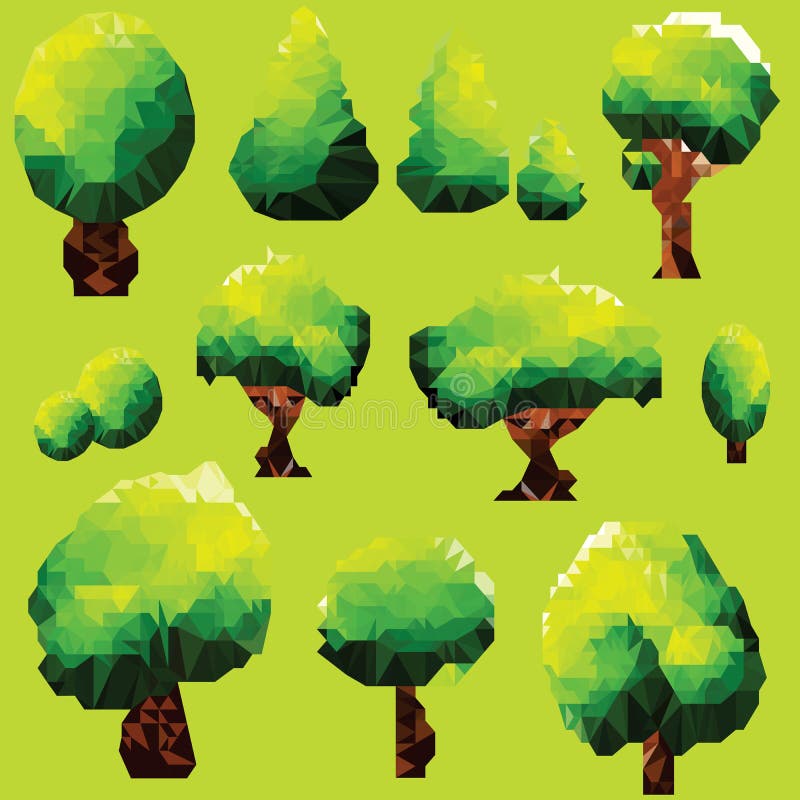 Polygon trees set stock vector. Illustration of triangle - 71823222
