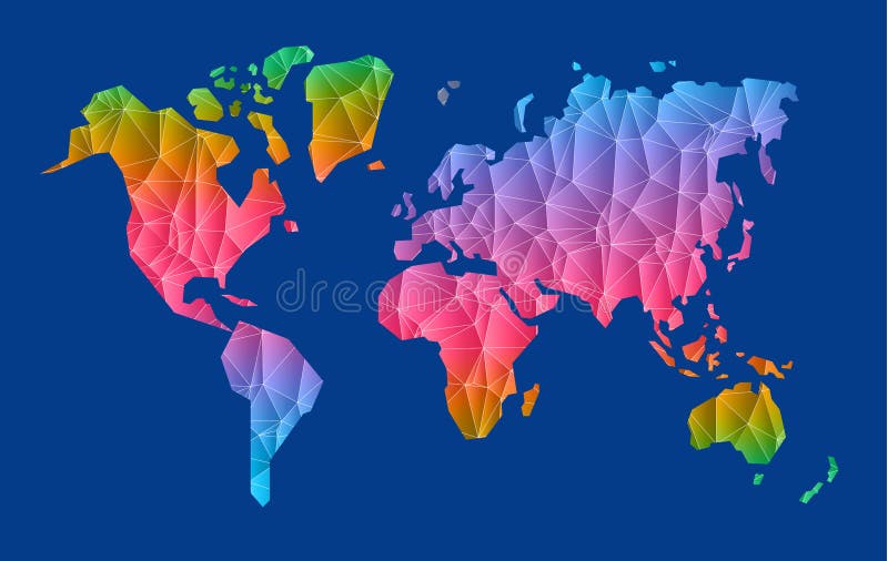 Polygon World Map Vector stock vector. Illustration of location - 55596418