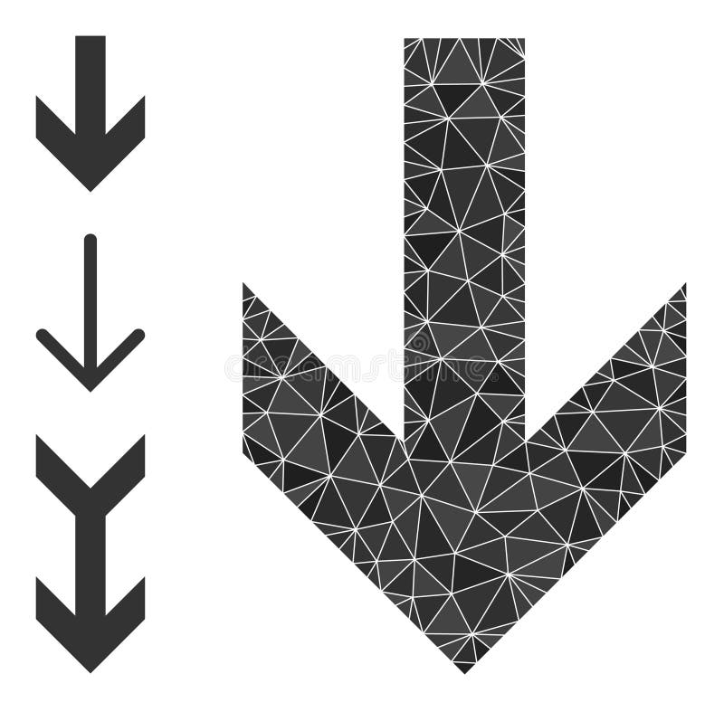 Vector Polygonal Arrow Down Icon with Bonus Icons Stock Vector ...