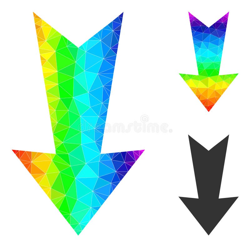 Vector Polygonal Arrow Down Icon with Spectrum Gradient Stock Vector ...