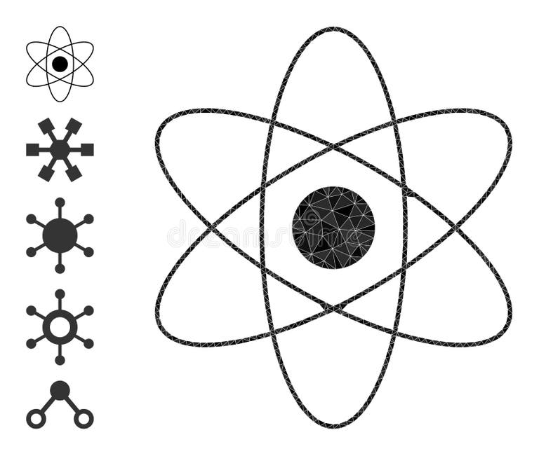 Vector Polygonal Atom Orbits Icon and Other Icons Stock Illustration ...