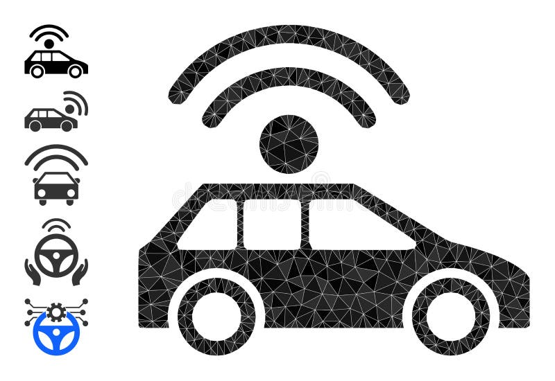 Vector Polygonal Automatic Car Icon and Additional Icons Stock Vector ...