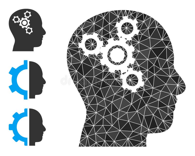 Vector Polygonal Brain Mechanics Icon with Similar Icons Stock Vector ...