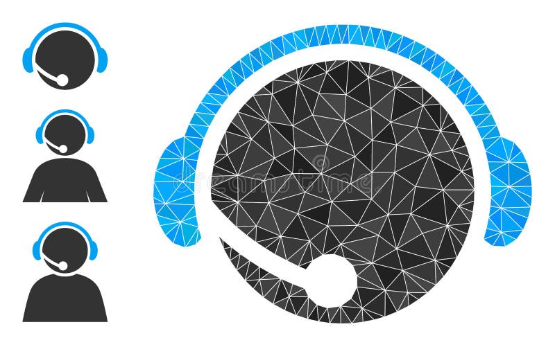 Vector Polygonal Call Center Operator Icon and Other Icons Stock Vector ...