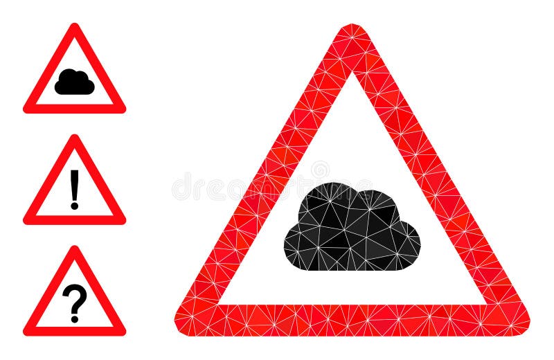 Vector Polygonal Cloud Warning Icon with Other Icons Stock Vector ...