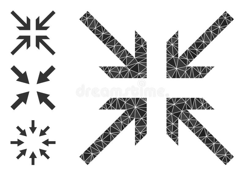 Vector Polygonal Collide Arrows Icon and Other Icons Stock Vector ...