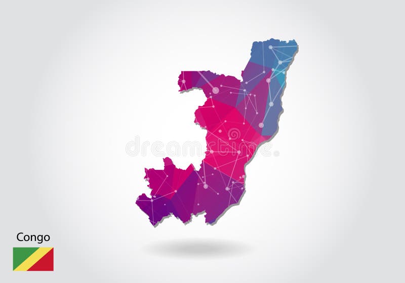 Vector Polygonal Congo Map. Low Poly Design. Map Made of Triangles on ...