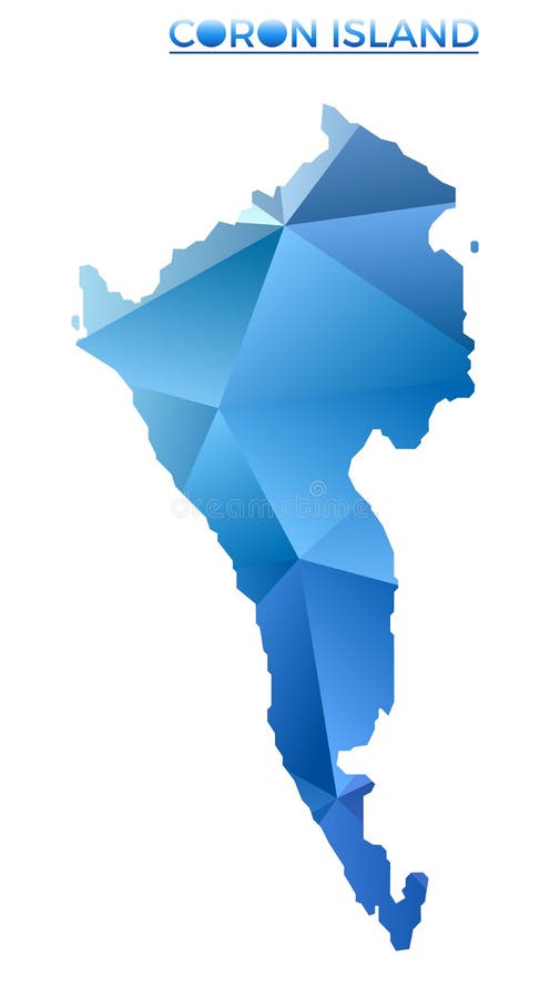 Vector Polygonal Coron Island Map. Stock Vector - Illustration of ...