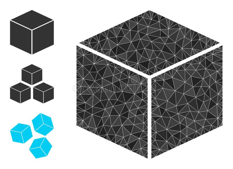 Vector Polygonal Cube Icon with Other Icons Stock Vector - Illustration ...