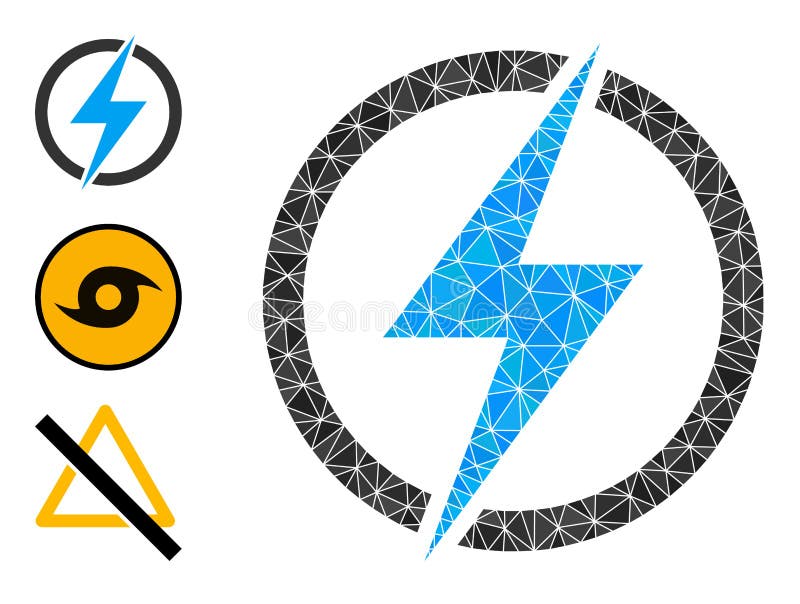 Vector Polygonal Electricity Icon and Bonus Icons Stock Vector ...