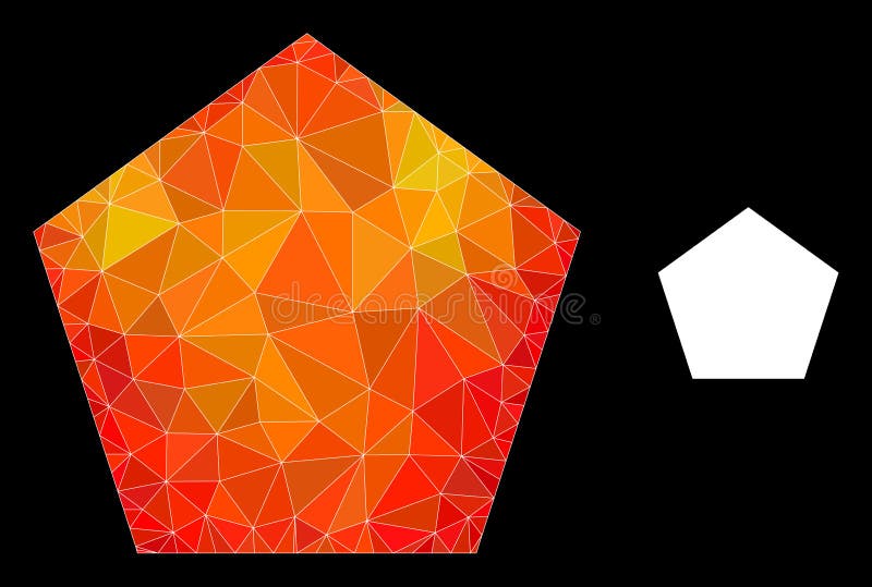 Vector Polygonal Filled Pentagon Icon with Fire Gradient Stock ...