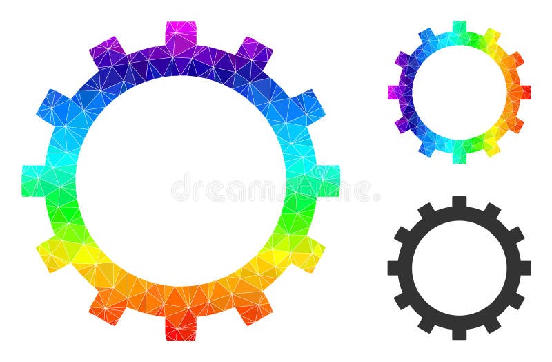Vector Polygonal Gear Icon with Spectrum Gradient Stock Illustration ...