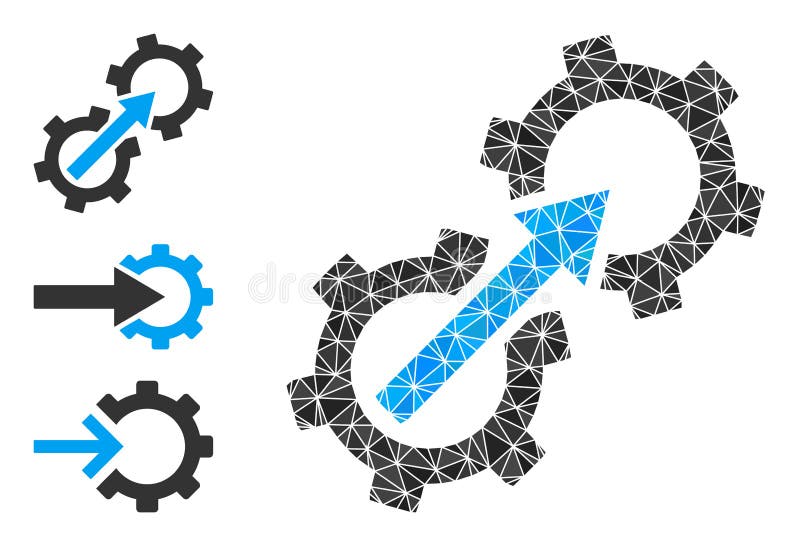 Vector Polygonal Gear Integration Icon with Other Icons Stock Vector ...