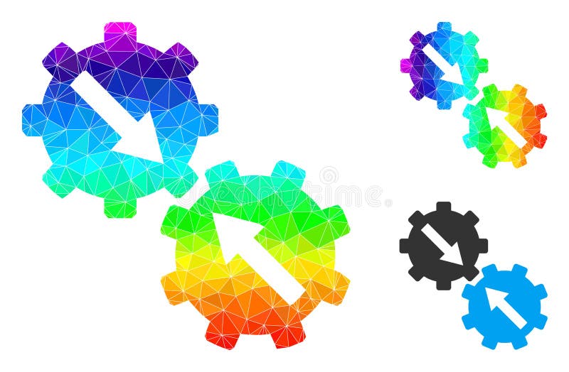 Vector Polygonal Gear Integration Icon with Spectral Colored Gradient ...