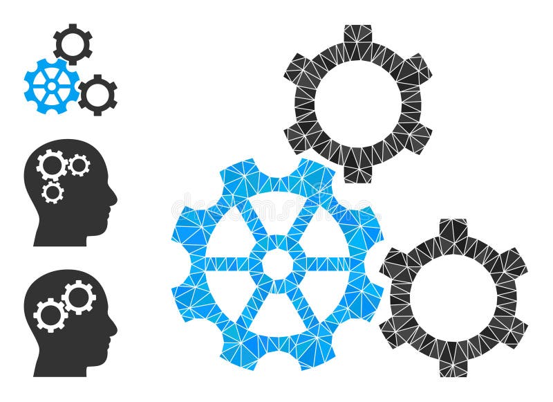 Vector Polygonal Gears Icon with Other Icons Stock Vector ...