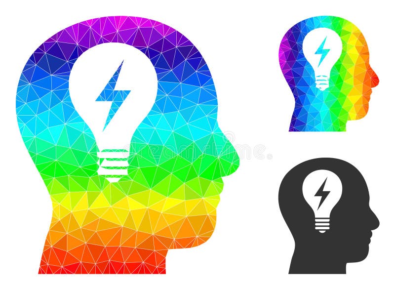 Vector Polygonal Head Bulb Icon with Spectral Colored Gradient Stock ...