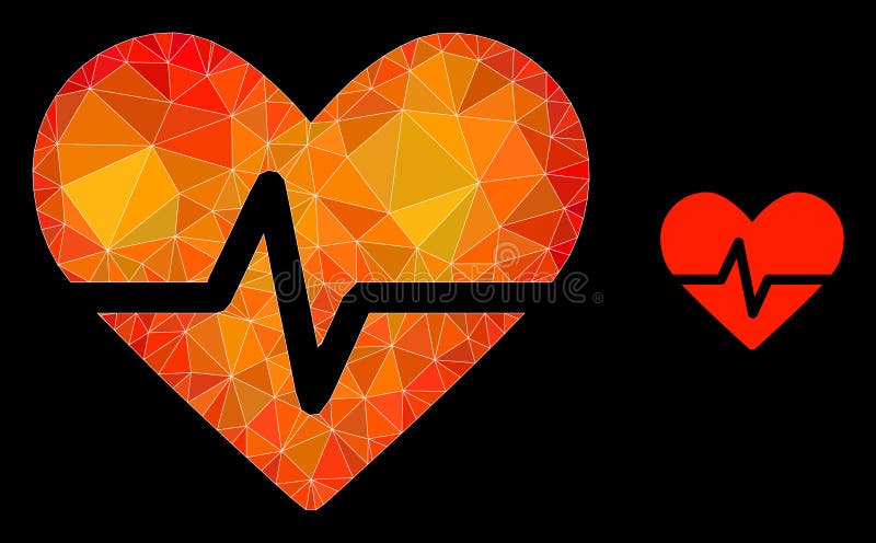 Vector Polygonal Heart Pulse Icon with Orange Colored Gradient Stock ...