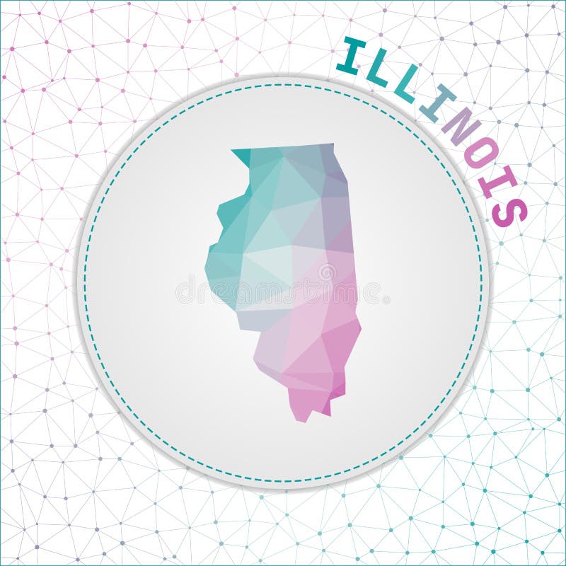 Vector Polygonal Illinois Map. Stock Vector - Illustration of green ...