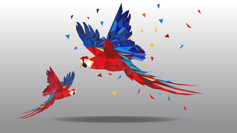 Abstract Colorful Low Polygon Macaw Parrot Head. Vector Illustration ... Abstract Colorful Low Polygon Macaw Parrot Head. Vector Illustration ...