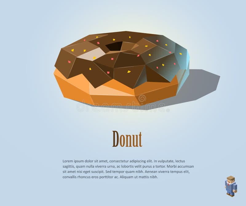 Vector Polygonal Illustration of Donut with Chocolate on Top, Modern ...
