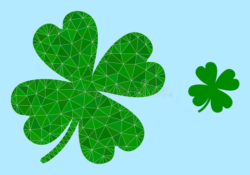 Vector Polygonal Lucky Clover Leaf Icon Stock Vector - Illustration of ...