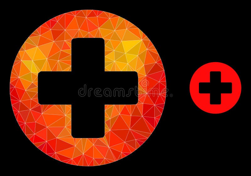 Vector Polygonal Medical Cross Icon with Fire Gradient Stock Vector ...