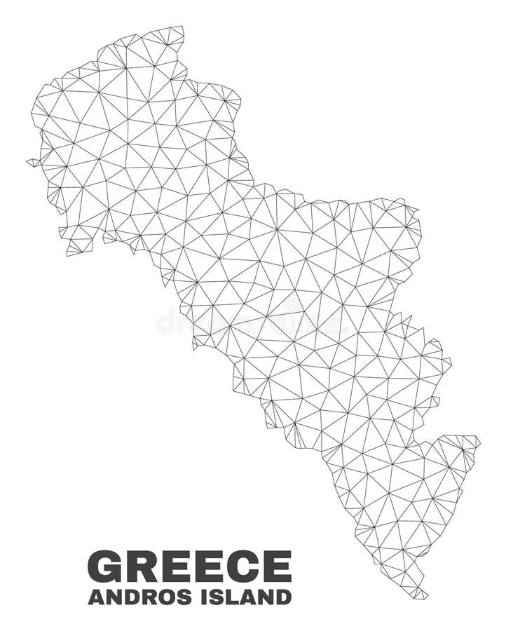 Vector Polygonal Mesh Andros Island of Greece Map Stock Vector ...