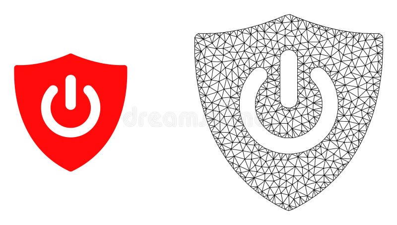 Vector Polygonal Mesh Shield Turn Off and Flat Icon Stock Vector ...