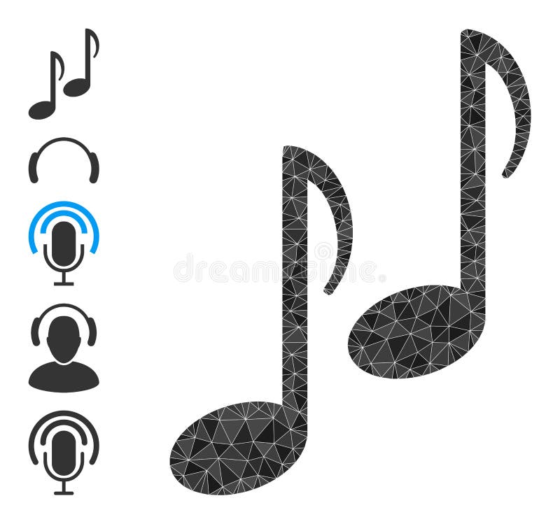 Vector Polygonal Music Notes Icon and Other Icons Stock Vector ...