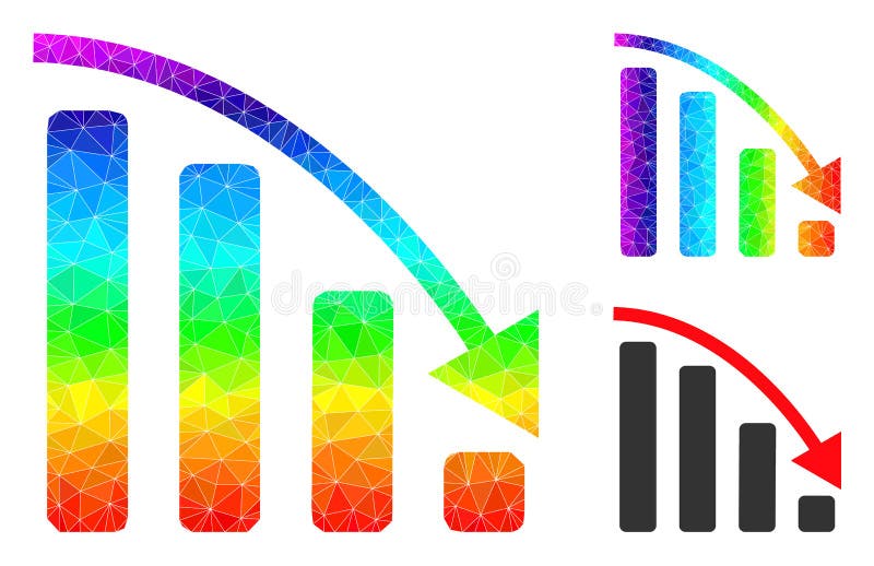 Vector Polygonal Negative Trend Icon with Spectrum Gradient Stock ...