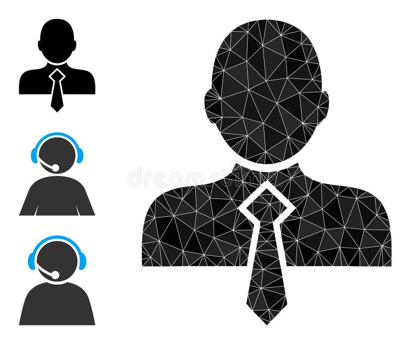 Vector Polygonal Office Man Icon and Other Icons Stock Vector ...