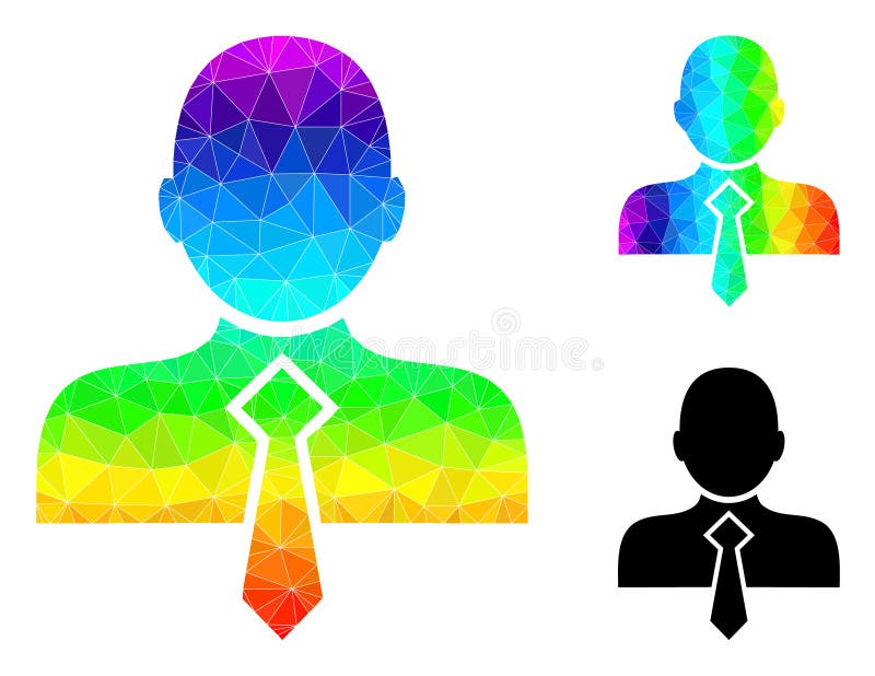 Vector Polygonal Office Man Icon with Spectral Colored Gradient Stock ...