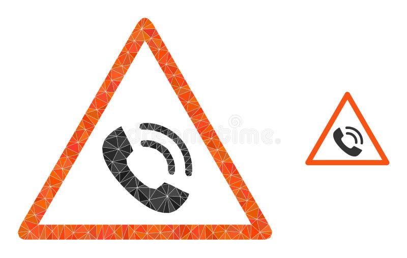 Vector Polygonal Phone Call Warning Icon Stock Vector - Illustration of ...