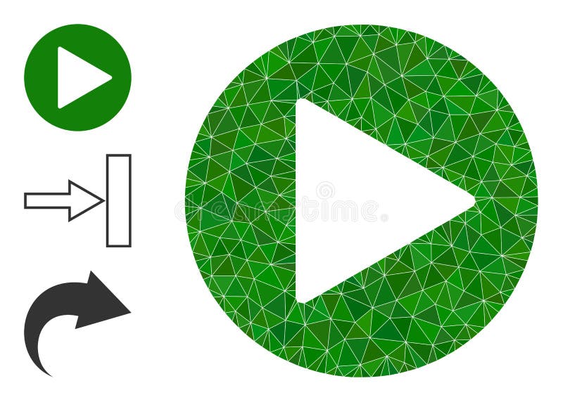 Vector Polygonal Play Button Icon with Other Icons Stock Vector ...