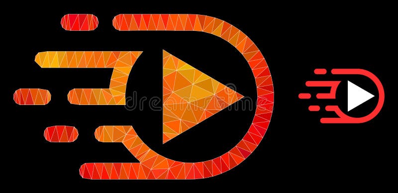 Vector Polygonal Play Function Icon with Orange Colored Gradient Stock ...