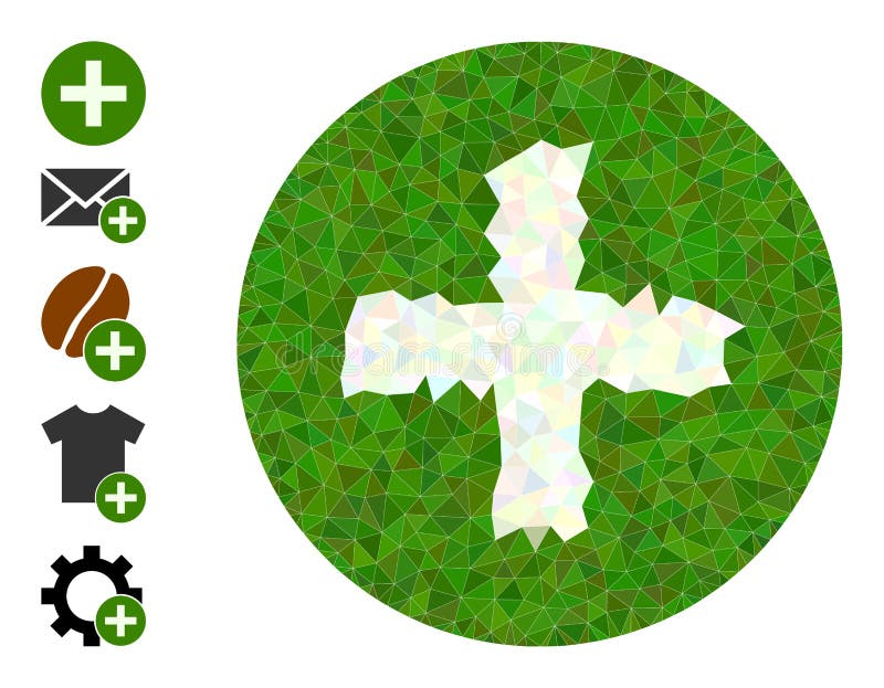 Vector Polygonal Plus Icon and Other Icons Stock Illustration ...