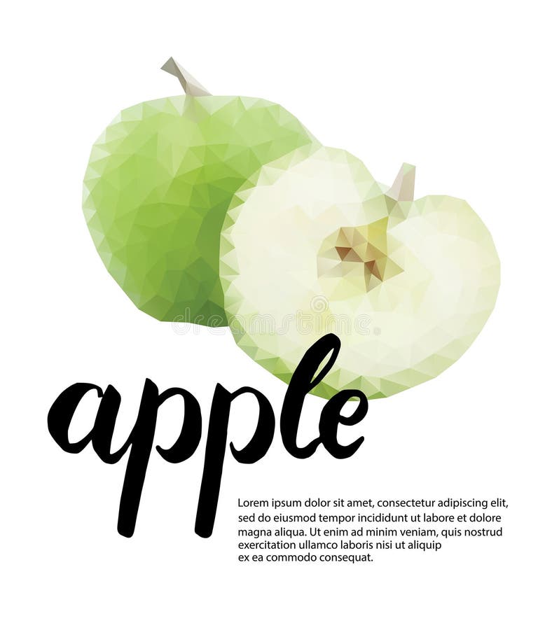 Vector Polygonal Poster with Apple and Handwritten Font. Template for ...