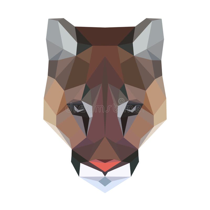 Polygonal Puma Head Sticker Stock Vector - Illustration of mesh ...