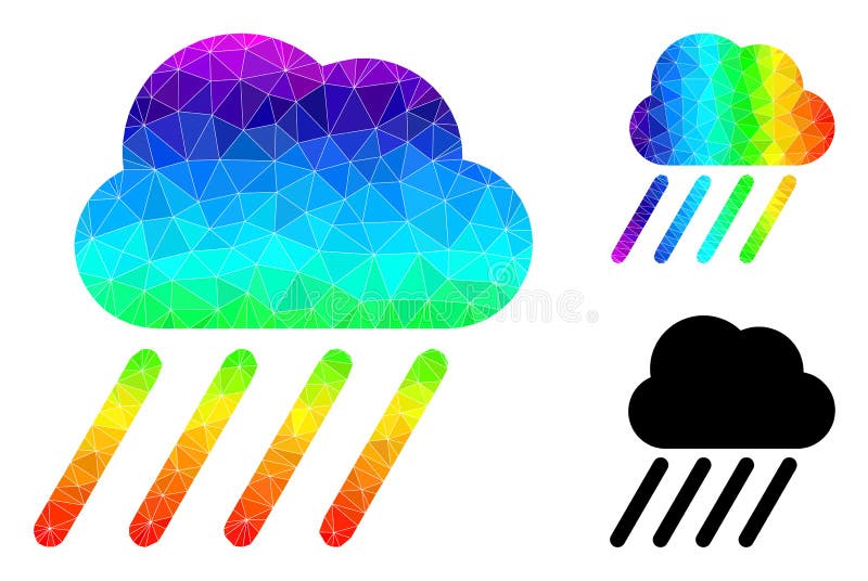 Vector Polygonal Rain Cloud Icon with Rainbow Gradient Stock Vector ...