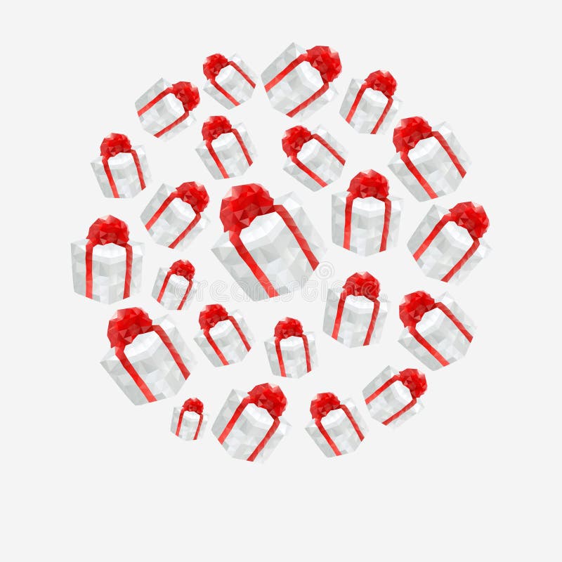 Vector Polygonal Red Gift Boxes Made in a Circle Stock Vector ...