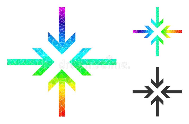 Vector Polygonal Reduce Arrows Icon with Spectrum Gradient Stock Vector ...
