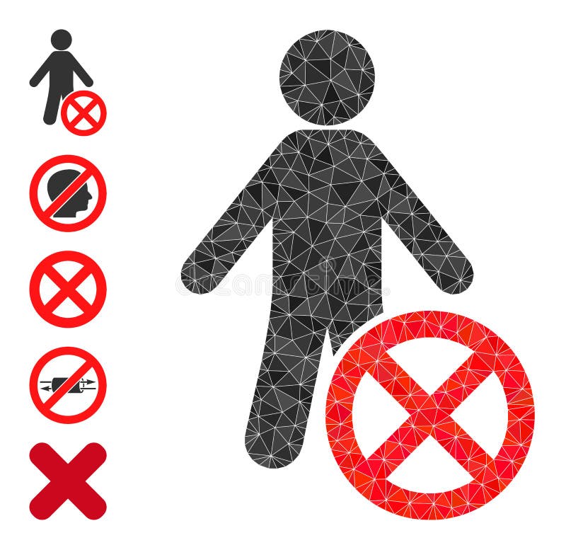 Vector Polygonal Reject Man Icon and Additional Icons Stock Vector ...