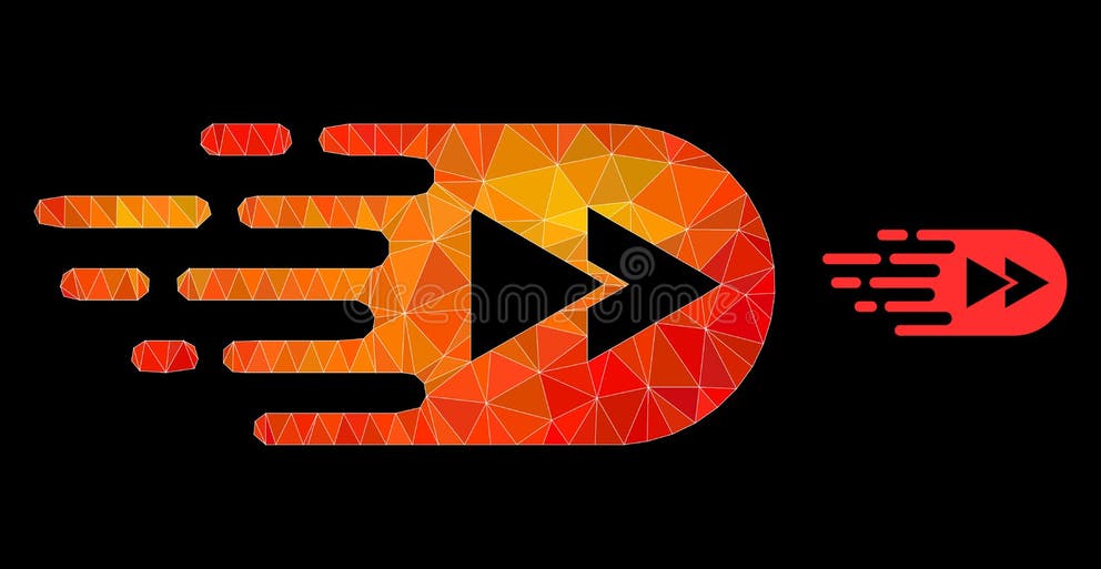 Vector Polygonal Rewind Forward Icon with Flame Gradient Stock ...