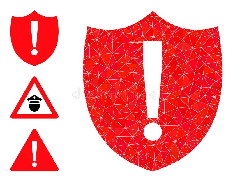 Vector Polygonal Shield Warning Icon and Other Icons Stock Vector ...