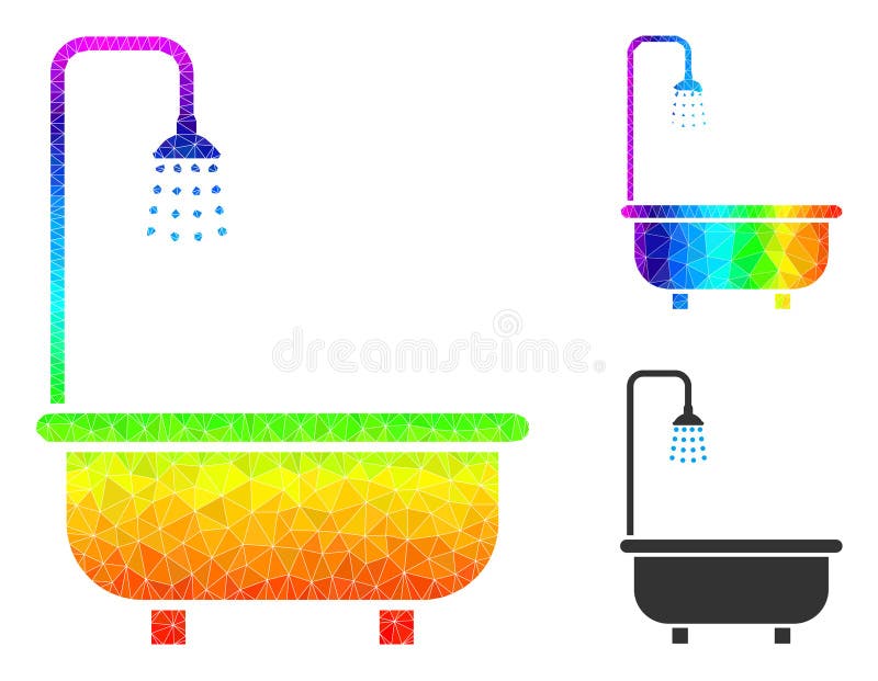 Vector Polygonal Shower Bath Icon with Spectrum Gradient Stock Vector ...