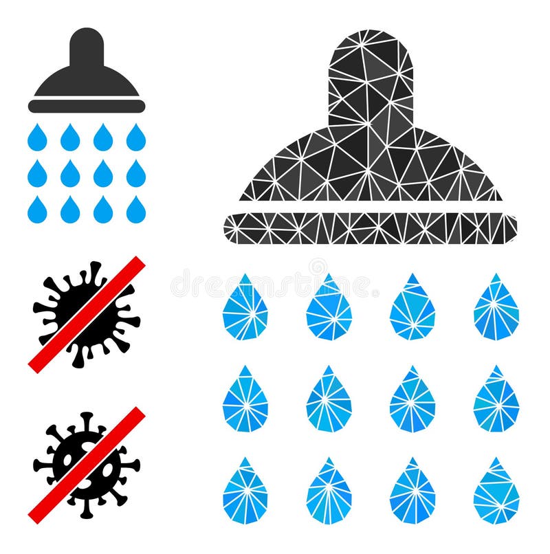 Vector Polygonal Shower Icon with Other Icons Stock Vector ...