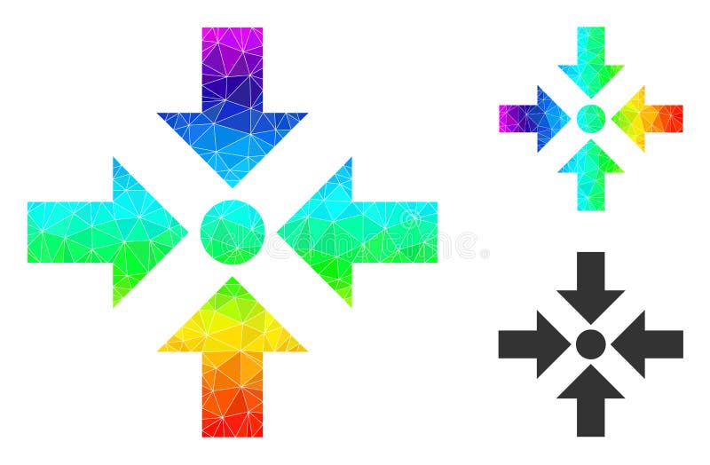 Vector Polygonal Shrink Arrows Icon with Spectral Colored Gradient ...