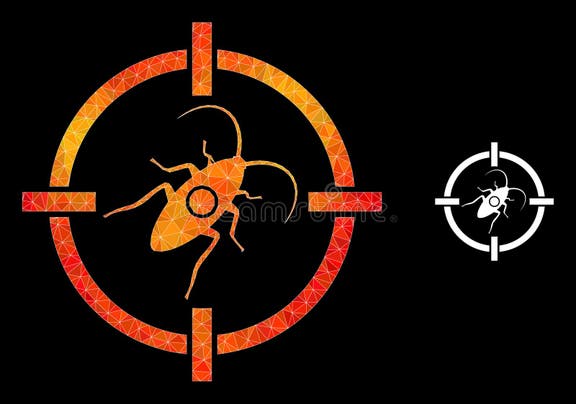 Vector Polygonal Target Cockroach Icon with Fire Gradient Stock Vector ...